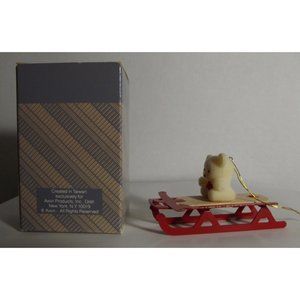 Avon | Holiday | Vintage Avon Teddy Bear On Sled Christmas Ornament ...